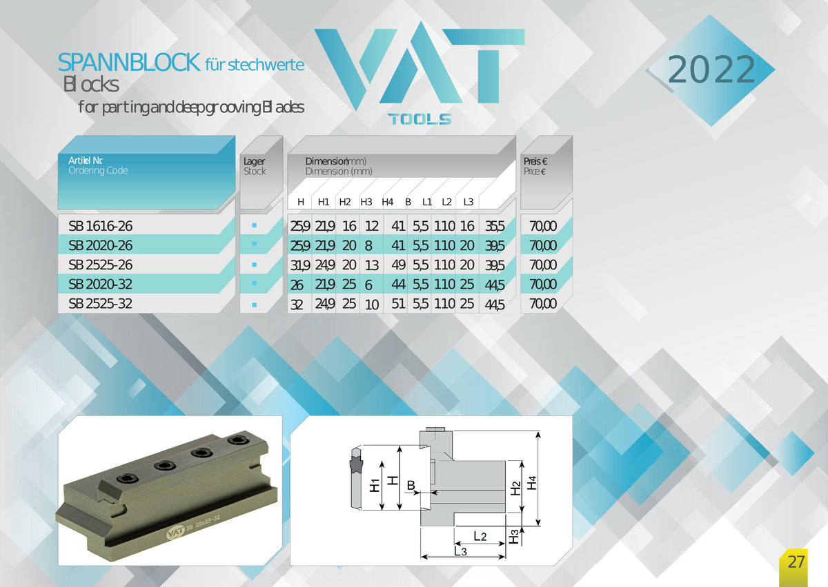 Spannblock für Abstechschwert – Longline Tools